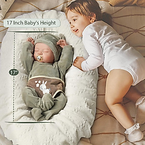 BABESIDE Lifelike Reborn Baby Dolls Boy - 17-Inch Baby Soft Body Realistic-Newborn Baby Dolls Full Body Vinyl Anatomically Correct Real Life Baby Dolls with Toy Accessories for Kids Age 3+