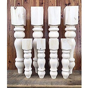 CAROLINA LEG CO. Curvy Dining and Bench Combo - Unfinished American Pine - Set of 4 Dining and Bench Legs - Made in North Carolina