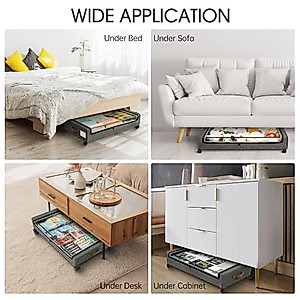 Yecaye Under Bed Storage with Wheels, 2Pack Under Bed Storage Containers, Under Bed Shoe Storage Organizer, Rolling Under Bed Metal Drawer for Clothes, Blankets(30.71 x 16.93 x 6.69 in)