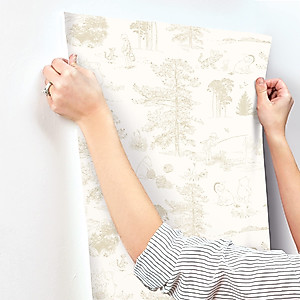 Disney Winnie The Pooh Toile Beige Peel & Stick Wallpaper by RoomMates, RMK12622RL