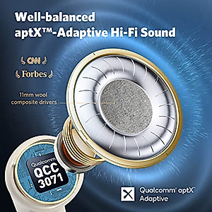 EarFun Air Pro 3 Noise Cancelling Wireless Earbuds, Qualcomm® aptX™ Adaptive Sound, 6 Mics CVC 8.0 ENC, Bluetooth 5.3 Earbuds, Multipoint Connection, 45H Playtime, App Customize EQ, Oat White