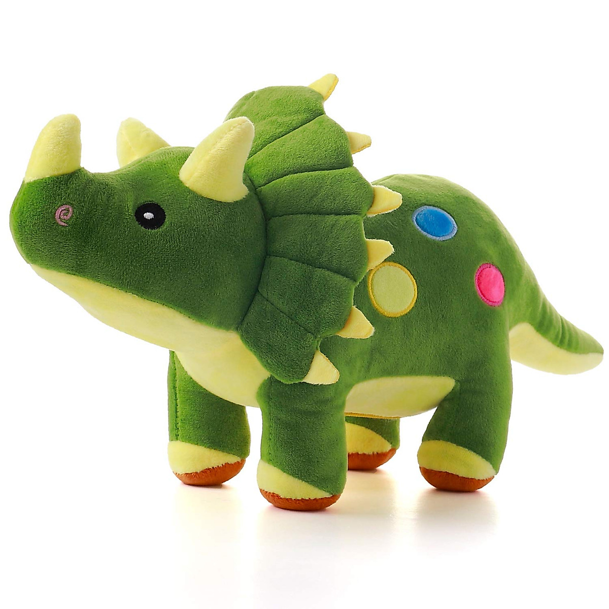 Dinosaur Plush Toy, 16" Stuffed Animal Triceratops Throw Plushie Pillow Doll, Soft Green Fluffy Friend Hugging Cushion - Present for Every Age & Occasion