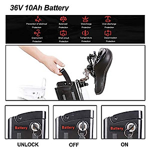 NAKTO Electric Bicycle Cargo Electric Bike for Adult 26" Sporting Shimano 6 Speed Gear Step Thru EBike 25MPH 25-30Miles Removable Waterproof Large Capacity 36V10A Lithium Battery & Pedal Assist