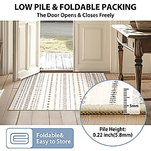 RELEANY Area Rug 8x10 Washable Rugs for Living Room Rug Non-Slip, Soft Moroccan Geometric Farmhouse Low Pile Design Printed Carpet for Dining Room Bedroom Office Home Decor Brown