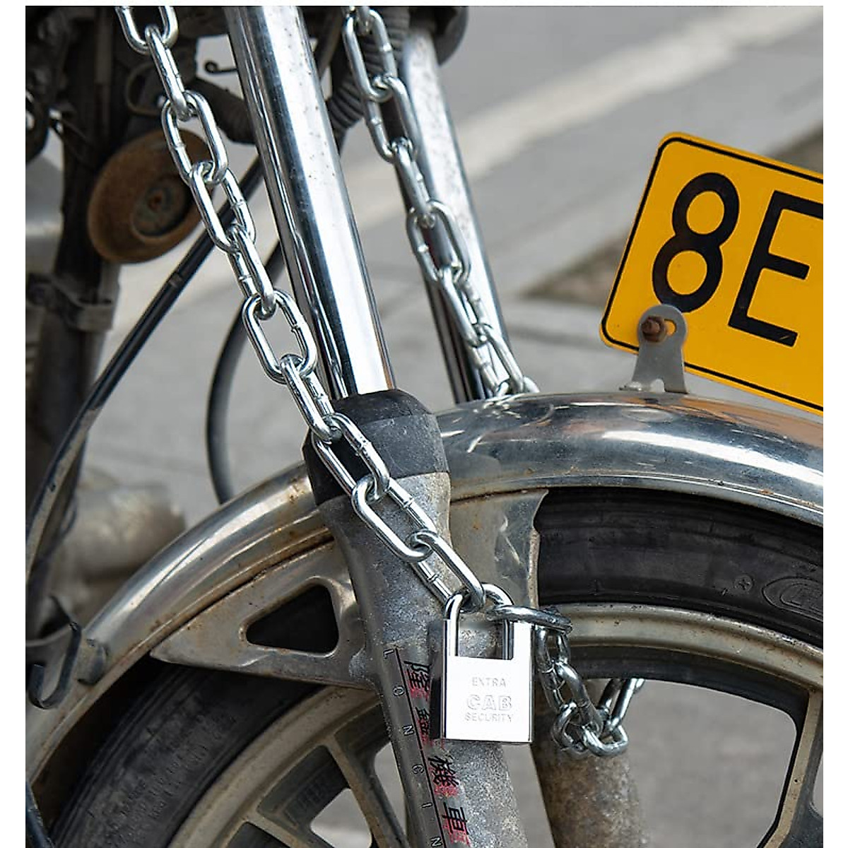 MroMax White Chain Lock, 710mm/27.95" Long, 5mm/0.20" Diameter Buckle 1pcs