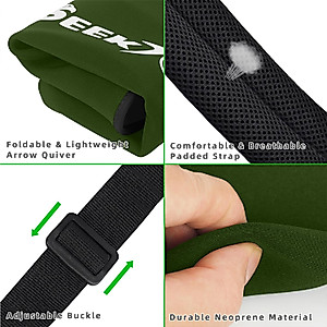Seektop Archery Back Arrow Quiver Holder, Adjustable Foldable Archery Quivers for Arrows Bow Hunting and Target Practicing for Youth Adults (New-Green)
