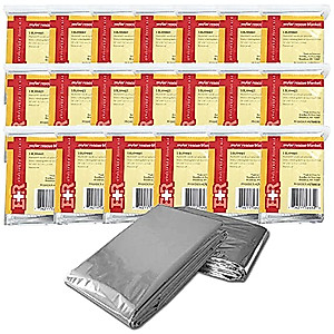 Ever Ready First Aid Mylar Rescue Blanket, Large Silver Thermal Sheet for Emergency and Survival, 54” x 84” – 20 Count