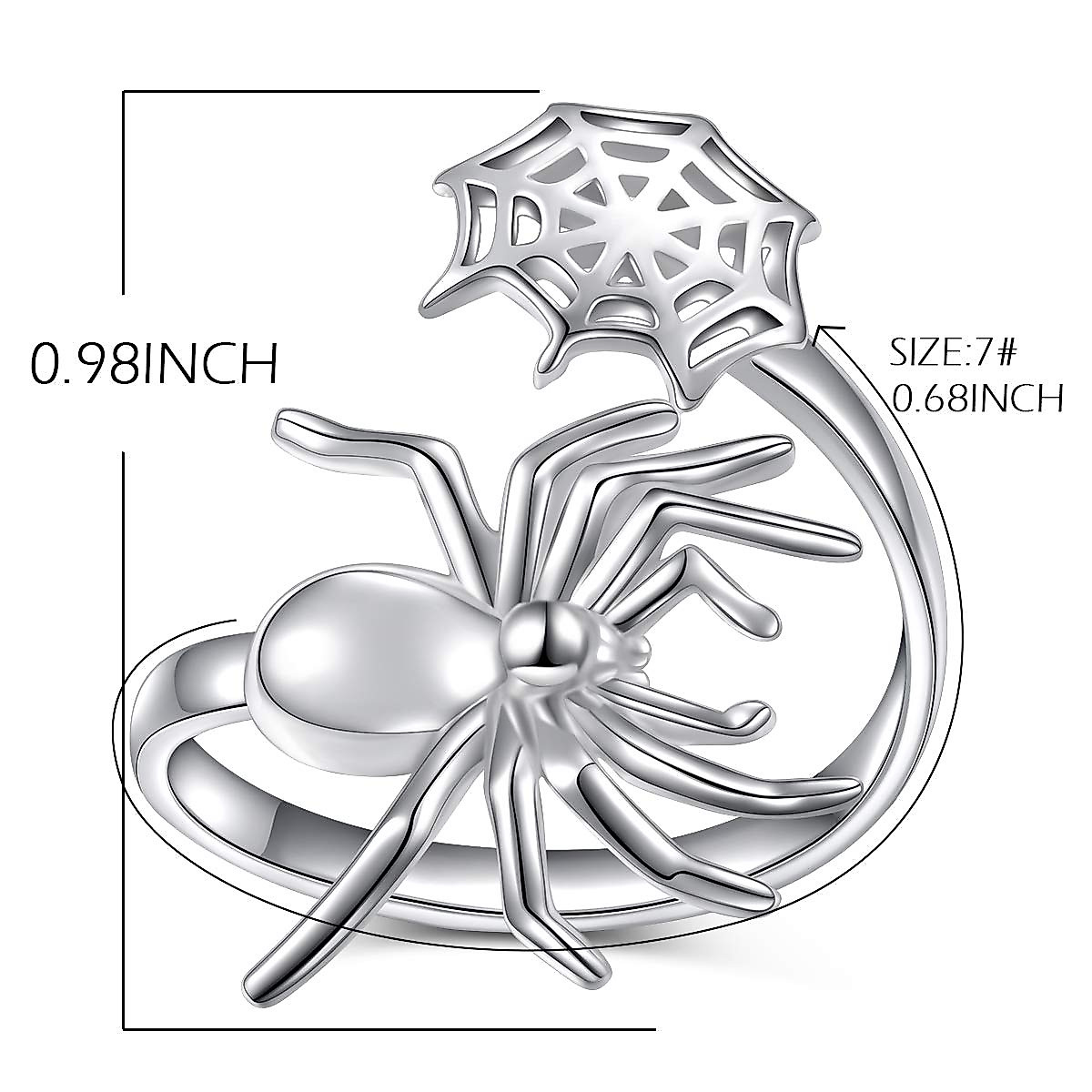 Alphm S925 Sterling Silver Spider Ring for Women Witch Rings Jewelry Gift
