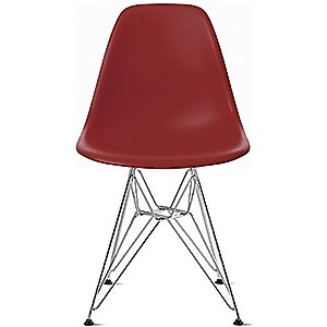 2xHome Eiffel Wire Legs and Armless Seat for Dining Room Red Plastic Side Chair with Chrome Plated