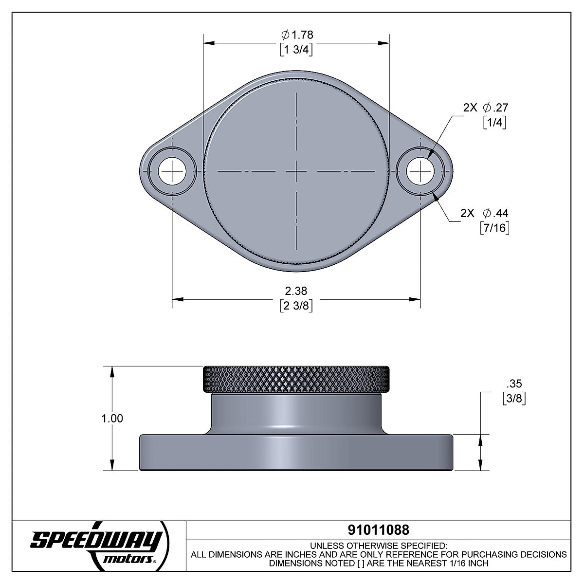 Bolt-On Billet Aluminum Engine Oil Filler Caps, Short