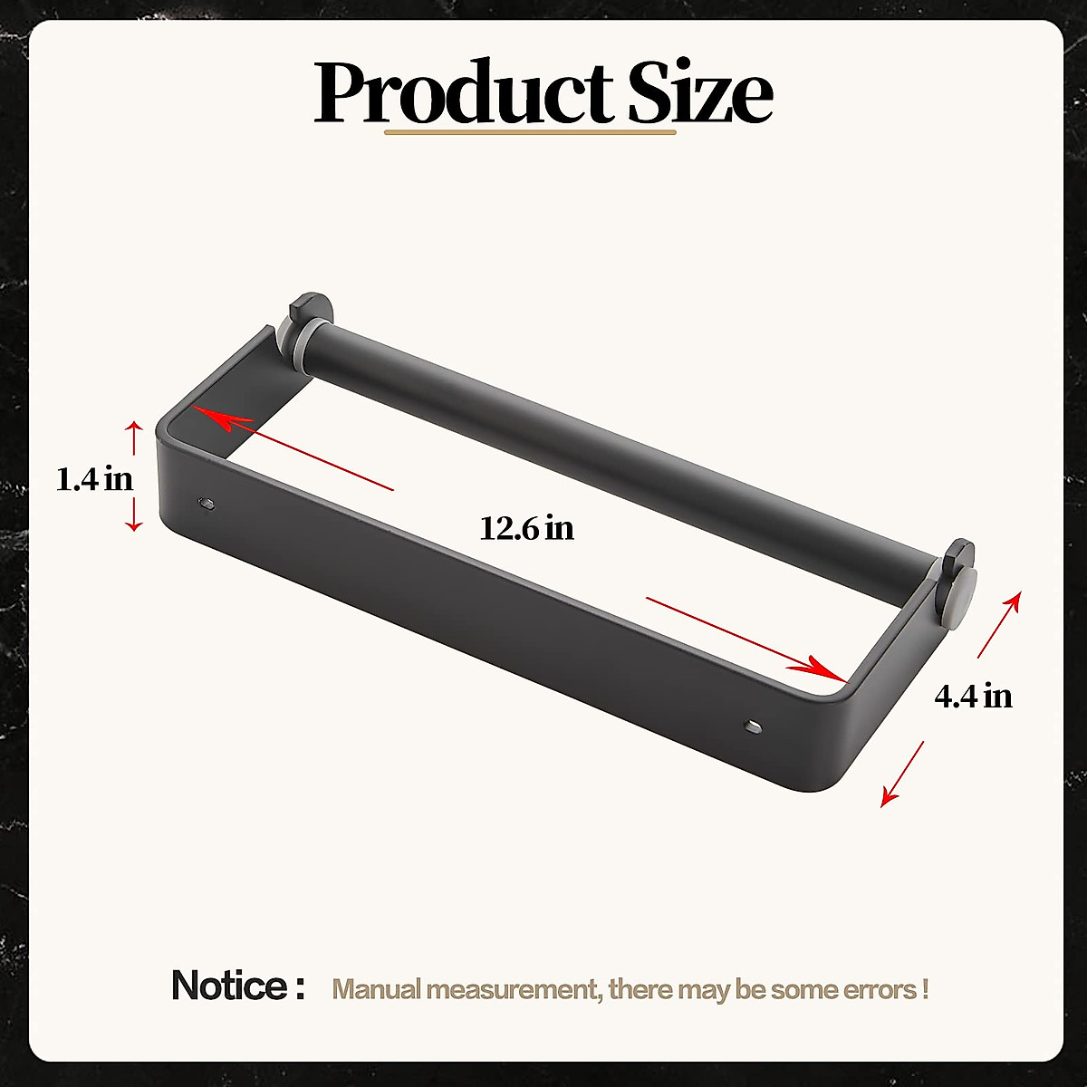 YOTWENK Paper Towel Holder Under Cabinet for Kitchen,Wall Mount Paper Towel Holder Paper Roll Holder,Self Adhesive or Screw Mounting Paper Towel Holder Wall Mount for Kitchen, Pantry (Black)