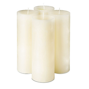 SPAAS Rustic Ivory Pillar Candles - 2.7" X 7.5" Decorative Candles Set of 4 - Clean Burning and Dripless Unscented Rustic Pillar Candles for Home Decorations, Party, Weddings, Spa, Restaurant