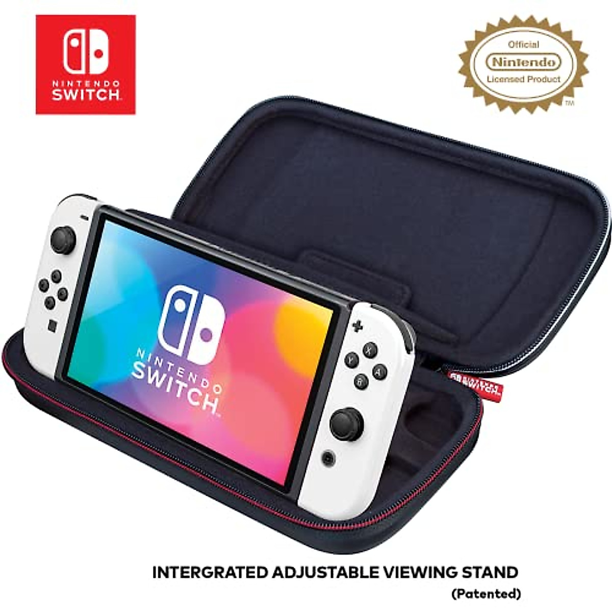 Game Traveler Nintendo Switch Case - Switch OLED Case for Switch OLED & Original Switch, Adjustable Viewing Stand & Bonus Game Case, Deluxe Loop Handle, Licensed Nintendo Switch Game case