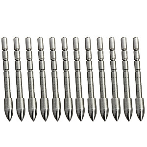 12 pcs 80/100/120 Grain Steel Bullet Point Tip for ID 4.2mm Arrow Shaft Archery (100 Grain)