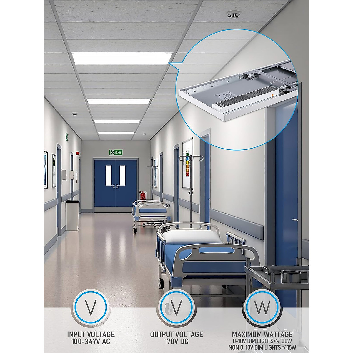 LEONLITE 15W LED Emergency Driver, 100-347VAC, 170VDC Output, UL Listed, Emergency Driver with Battery Backup, Fit for 15W-100W LED Fixtures, 90mins Power Supply for Panel, Troffer, Pack of 2