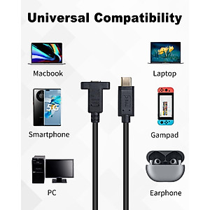 Poyiccot USB 3.1 Type C Extension Cable, USB C Extension Cable Short, USB C Panel Mount 10Gbps 60W USB C Extender Cable for Data & Sync (Straight USB C Male to Female), 1ft/30cm