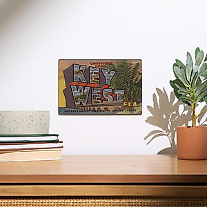 Lantern Press 6x9 Inch Wood Sign, Ready to Hang Wall Decor, Key West, Florida, Large Letter Scenes