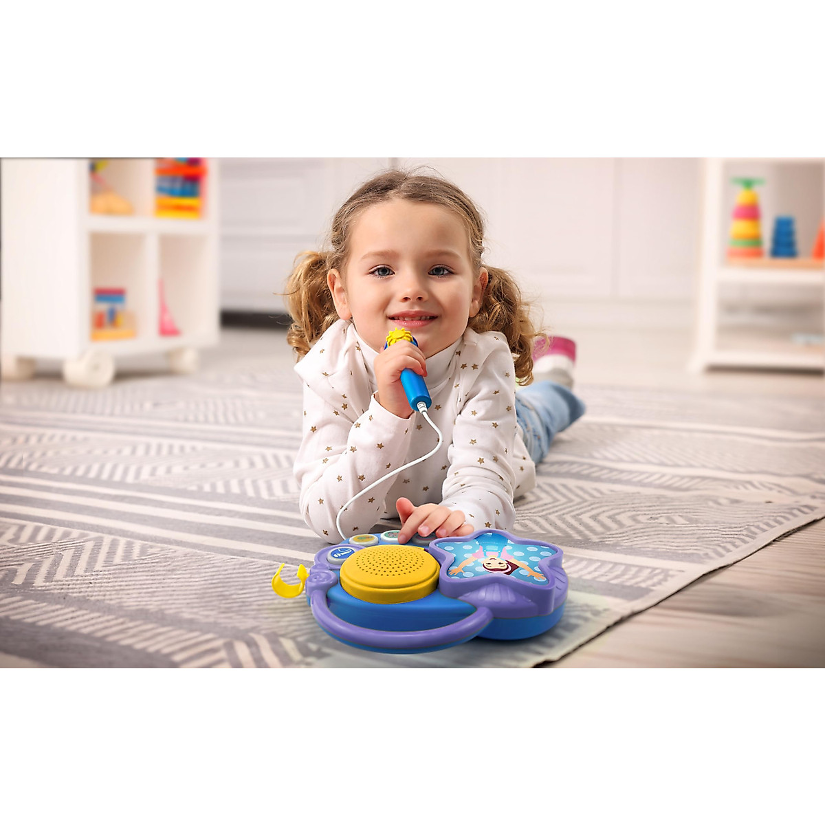 eKids Ms Rachel Karaoke Microphone with Boombox for Fans of Toddler Toys, Kids Karaoke Machine with Built in Music