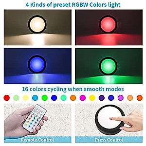 swesara Battery Operated Push Lights Stick On, 16 Colors Changeable Black Dimmable Battery Powered Puck Lights with Wireless Remote for Under Cabinet, Classroom Closet or Bedroom(3 Pack)