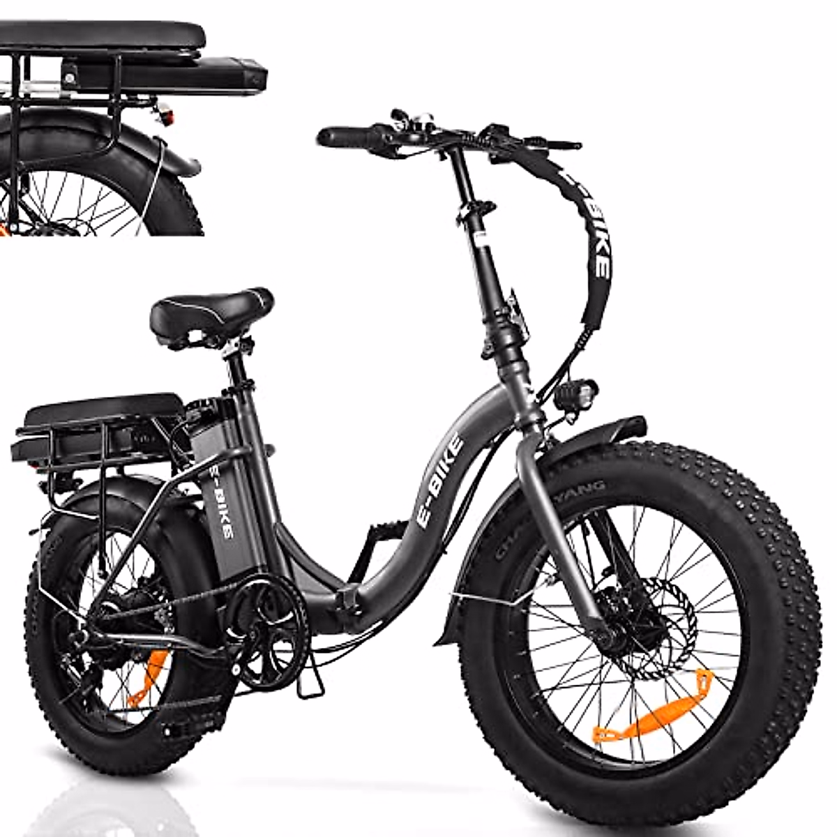 Axiniu Electric Bike for Adults, 20" x 4.0 Fat Tire Electric Bicycle, 500W Folding Ebike with 36V Removable Battery, 25MPH Shimano 7-Speed Bike for Commuting Mountain Beach Snow