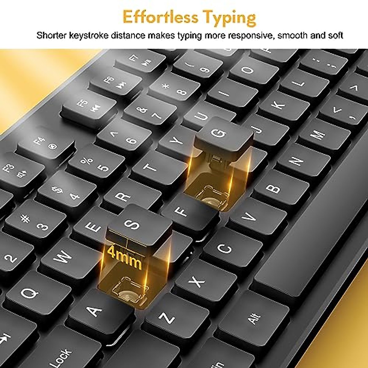 Wireless Keyboard and Mouse, Trueque Silent 2.4GHz Cordless Full Size USB Mouse Combo, Long Battery Life, Lag-Free for Computer, Laptop, PC, Windows, Mac, Chrome OS (Black)