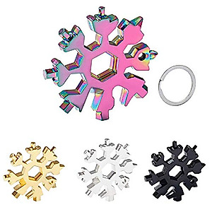 18-in-1 Snowflake Multi-Tool,Stainless Steel Snowflake Keychain Tool,18-in-1 Incredible Tool Snowflake Screwdriver for Camping Outdoor,Best Gift,Easy to Carry Black with box