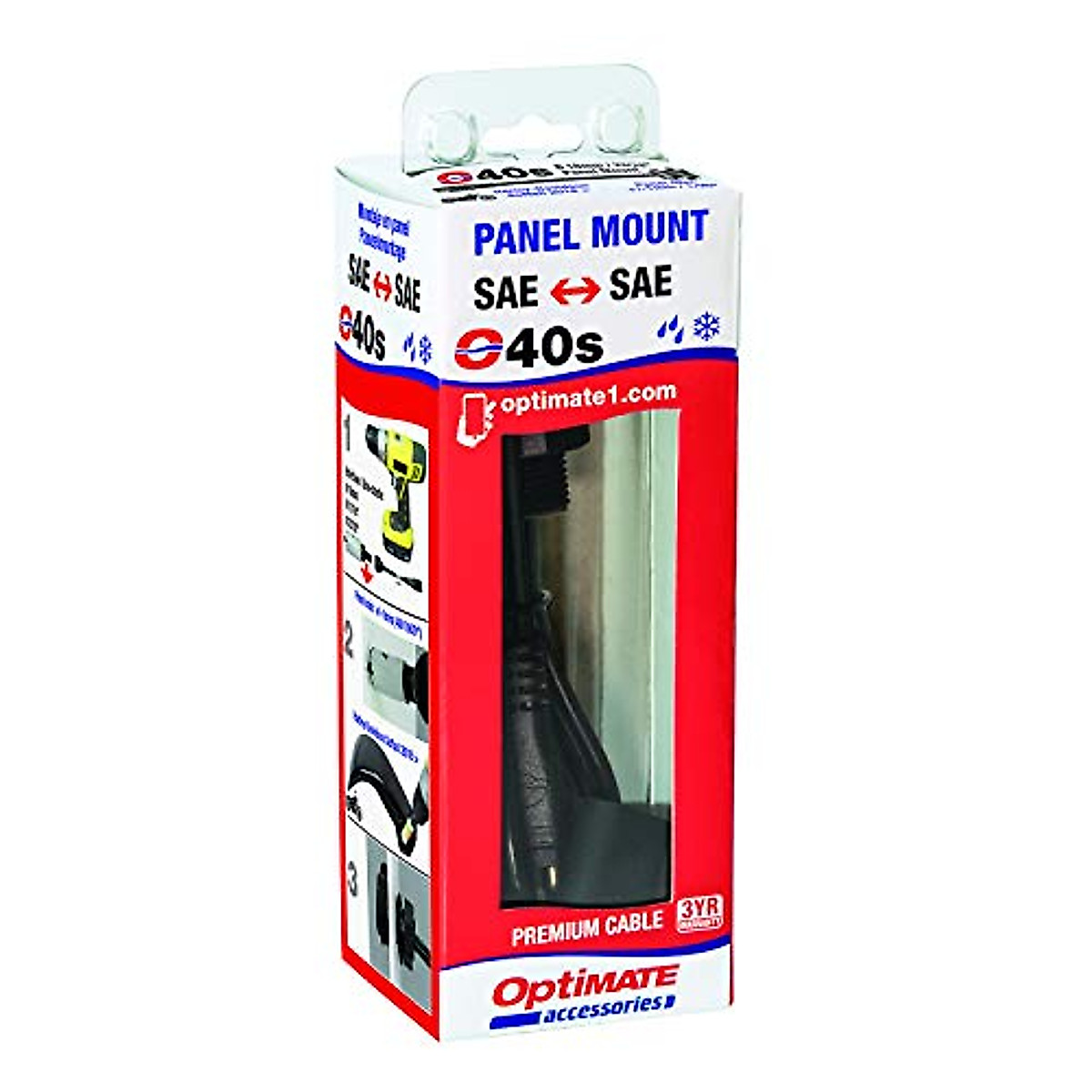 OptiMATE CABLE, O-40s, Weatherproof Bulkhead / Panel Mount SAE Power Point