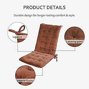 ELFJOY Solid Color Cozy Sanding Fabric Rocker Cushion Set - Chair Pads Set (Brown)