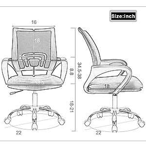 Home Office Chair Ergonomic Computer Chair,Mesh Desk Chair with Lumbar Support& Armrest, Adjustable Executive Office Chairs, Mid Back Task Chair Swivel Rolling Seat for Work, Green
