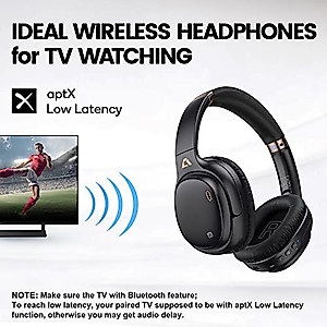 Ankbit E600Pro Hybrid Active Noise Cancelling Headphones with aptX HD & Low Latency, Over Ear Bluetooth Headphones Wireless Headphones with Build-in Microphone Hi-Fi Deep Bass, 80H Playtime