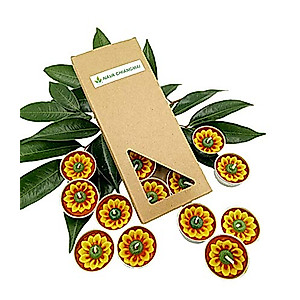 NAVA CHIANGMAI Flower Tealight Candles Scented Tea Lights Aromatherapy Relax Candles for Birthday Party Supplies and Wedding Favor Baby Shower Decorations Pack of 10 Pcs. (Sunflower)