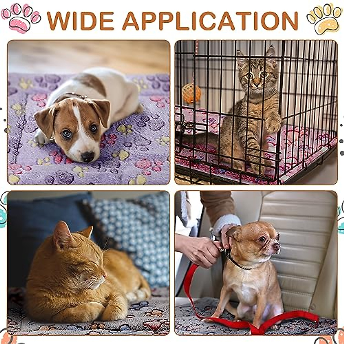 Ripeng 8 Pcs Guinea Pig Bed Mat Fleece Cat Bed Pad Dog Crate Mat for Indoor Warm Reversible Pet Bedding for Small Animal Bed Washable Kennel Crate Pad Cat Carrier Mat(Multicolor, 13" x 18.5")