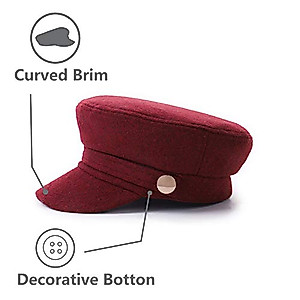 accsa Womens Fashion Newsboy Cap Bakerboy Cabbie Gatsby Pageboy Visor Beret Hat Burgundy