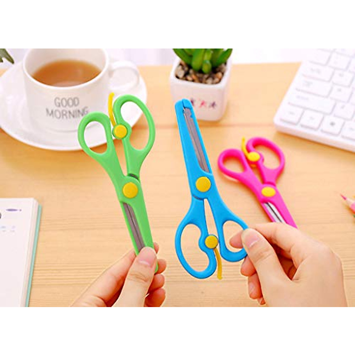 Kinteshun Children Scissors,Kids’ Artwork Blunt Tip Anti-Pinch Shears Students Cutter Scissors for DIY Handcraft Projects(5pcs)