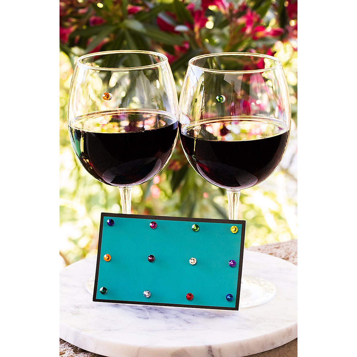 Crystal Magnetic Wine Glass Charms Set of 12 Glass Markers that Work on Stemless Glasses - Gift/Storage Box Included