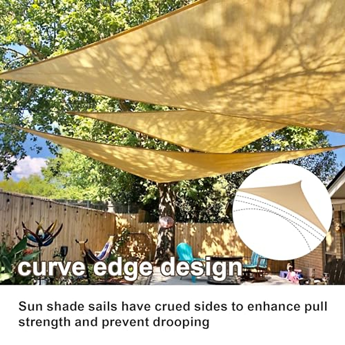 SUNLAX Sun Shade Sail, 10'x 10'x14' Sand Right Triangle Canopy Shades for Outdoor Patio Pergola Cover Sunshade Sails UV Blocking