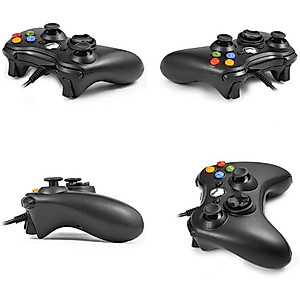 Rzzhgzq 2PACK Wired Controller for Xbox 360 Controller PC Windows 10/8/7 Controller Gamepad Joystick for Xbox 360&360Slim (Black+White)