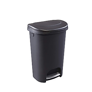 Rubbermaid Classic 13 Gallon Premium Step-On Trash Can with Lid and Stainless-Steel Pedal, Black Waste Bin for Kitchen