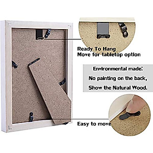 Picture Frames 8x10 White 2 Pack Nature Solid Wood for Wall Mounting and Tabletop Display