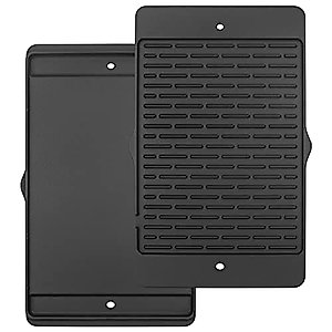MOASKER 7566 Double Reversible Grill Griddle for Weber Genesis 300 Series(Model Years 2007-2016), E-310 E-320 E-330 S-310 S-320 EP-310 EP-320 CEP-310 CEP-320, Cast Iron Cooking Grate Replacement Parts