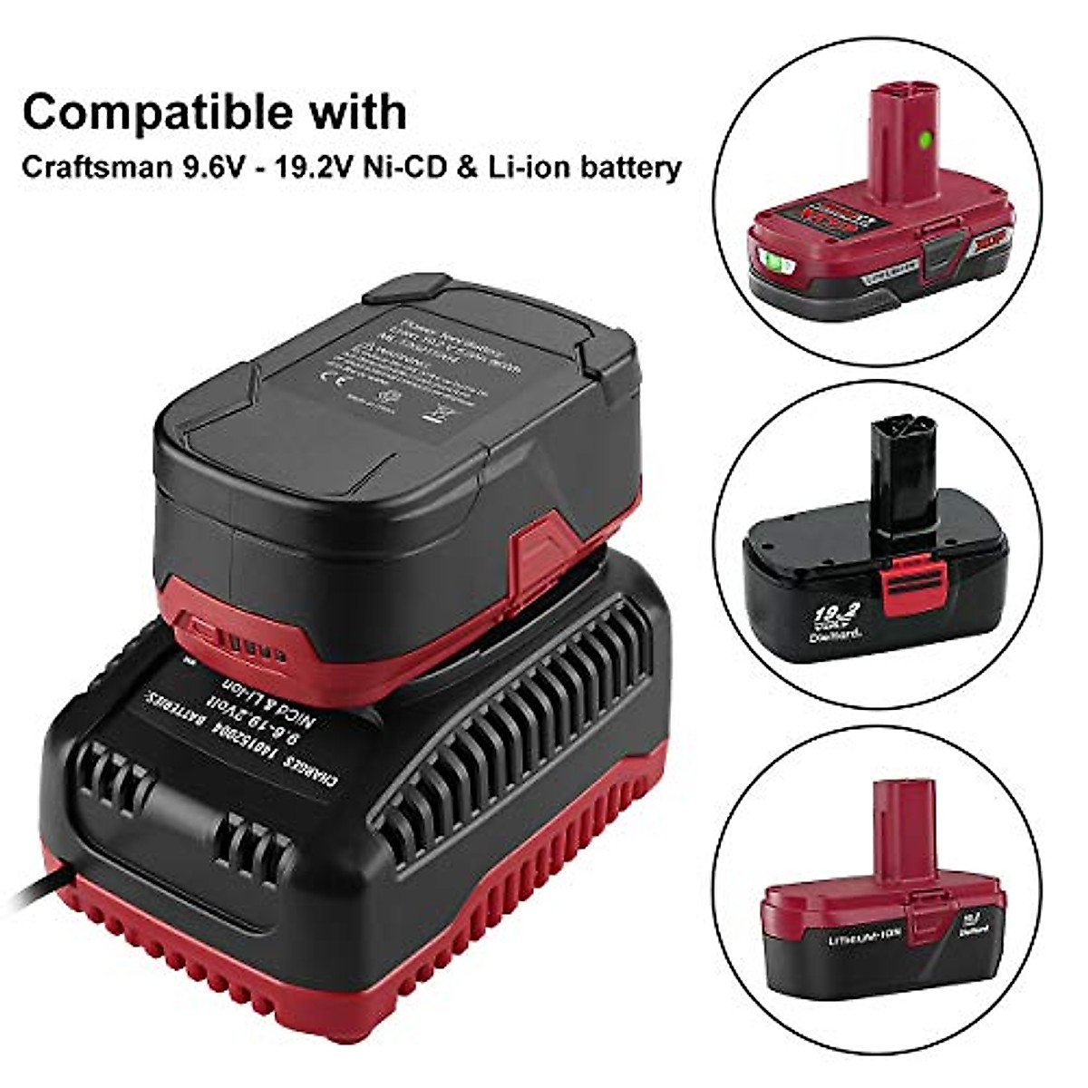 C3 Charger Replacement for Craftsman 19.2V Battery Charger 140152004 DieHard XCP Li-ion Ni-CD Battery 1425301 1323903 130279005 11375 11376 315.PP2011 for Craftsman Battery Charger