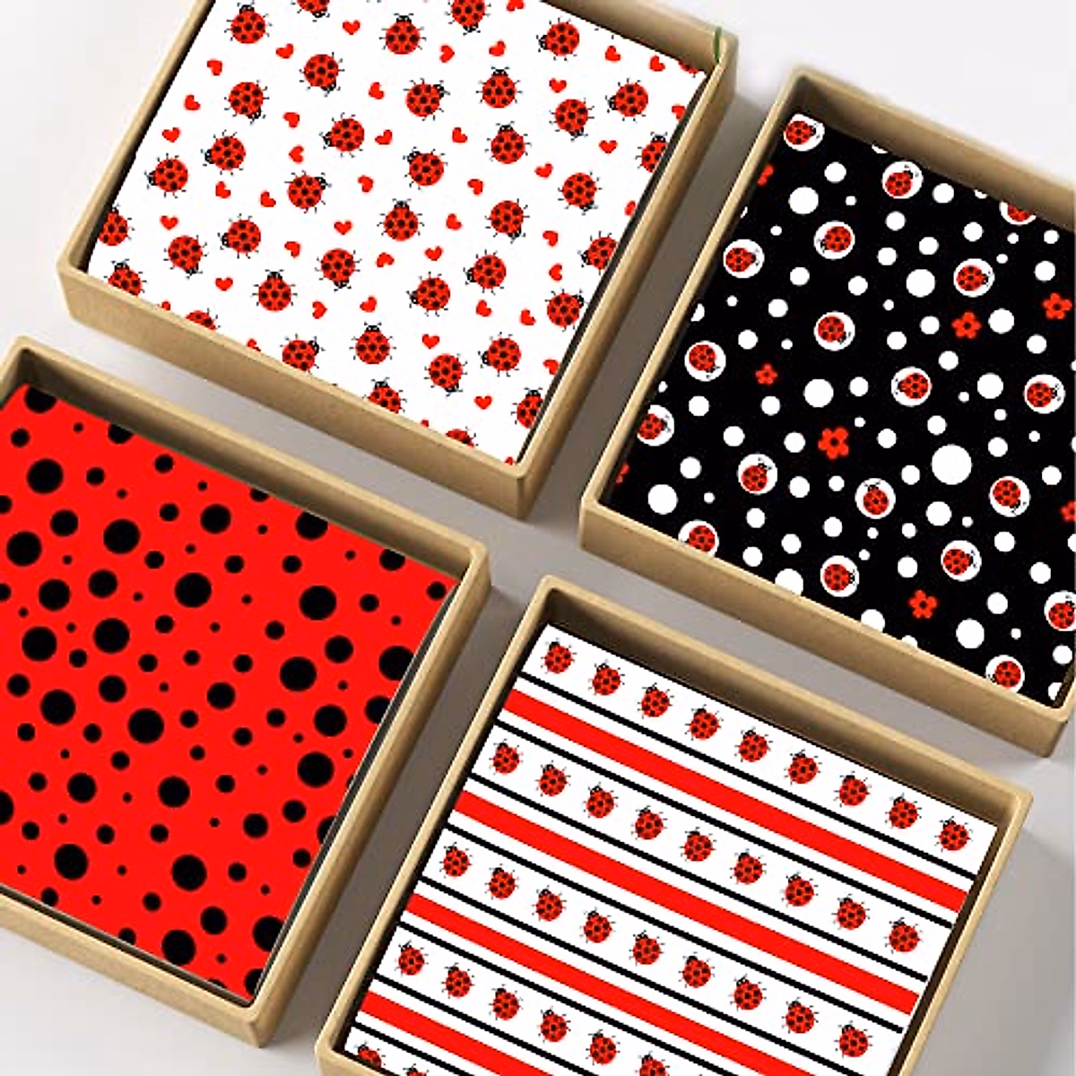 littkeef cliaet 16 Sheets Ladybug Fancy Gift Wrapping Paper Ladybug Wrapping Paper Set 3 Insect Design Ladybug Party Wrapping Paper for Ladybug Fancy Birthday Party Decoration 20'' x 27''