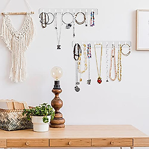 6 Pieces Acrylic Necklace Holder Set Wall Mounted Necklace Hanger Jewelry Organizer Hanging with 9 Hanger Hooks, Jewelry Hangers for Girls Women Necklace, Bracelet (Transparent)