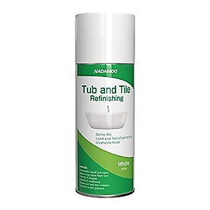 NADAMOO Tub and Tile Spray Paint White, 450ml, 1 Pack, Aerosol Bathtub Refinishing Kit for Porcelain Fiberglass Ceramic, DIY Resurfacing Bathroom Sink Countertop