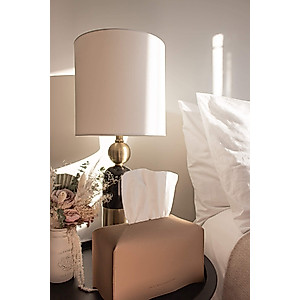 JADE AND JUNO HOME Tissue Box Cover/Holder (Rectangle) - Covers Rectangular Shaped Boxes with a Contemporary Finish - Designed with Modern PU Leather (Weathered Oak)