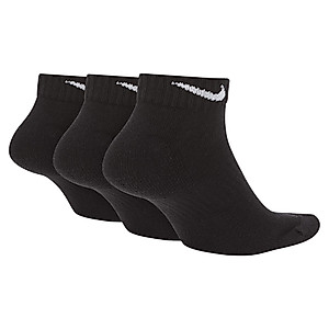 Nike Everyday Cushion Low Training Socks (3 Pair), Men's & Women's Athletic Low Cut Socks with Sweat-Wicking Technology, Black/White, Medium