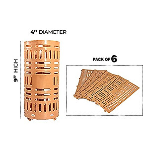HAPPY SWAN 6 Pack of Tree Guard Trunk Protector Resizable Weather-Proof Durable Plastic Brown Protective Agains Dogs, Deer, Rats, and Rabbits and Weed Wacker with Digging Glove