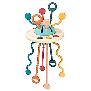 Baby Sensory Montessori Silicone Toy for 6-12 Months, Travel Pull String Toy for 12-18 Months, Developing Fine Motor Skill, Multi-Sensory Activity Toy for 1 Year Old Toys, Birthday Gift for Toddlers