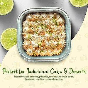 KitchenDance 4 Inch Baking Pan with Snap-On Lid - 8 oz. Square Colored Aluminum Pan - Oven, Freezer, Microwave Safe - Ideal for Catering, Restaurants, Bakeries, Home Kitchens - A6 (500, Gold)