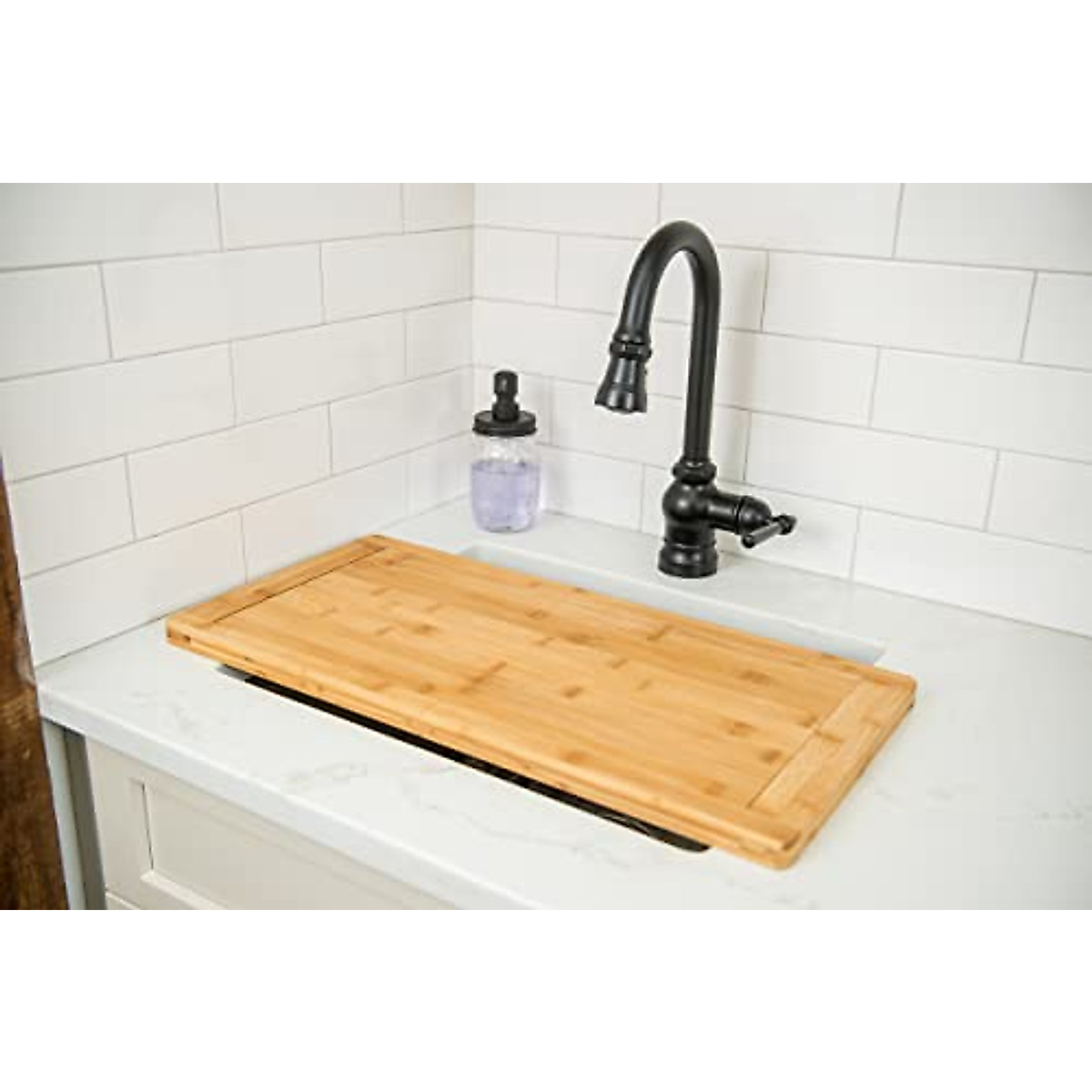 Lipper International 8841 Bamboo Wood Over-the-Sink Expandable Cutting Board, 34" x 11 1/2" x 3/4"